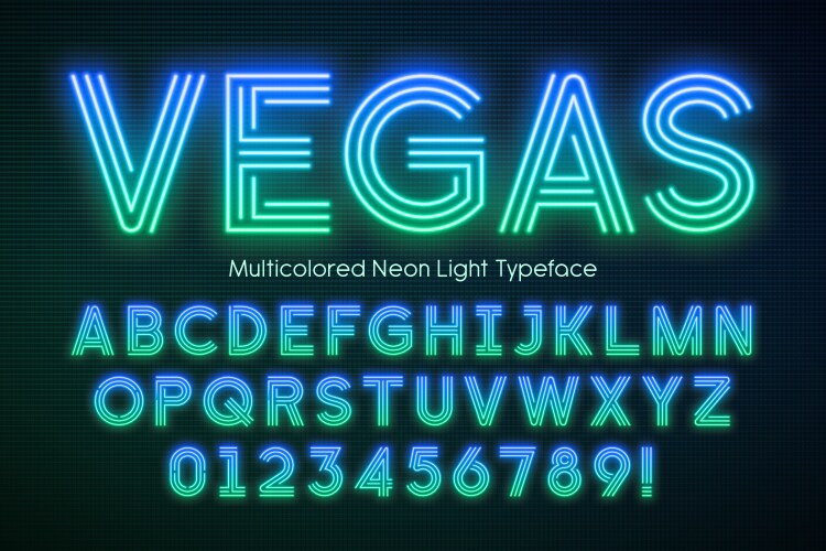 Neon glow alphabet Royalty Free Vector Image - VectorStock