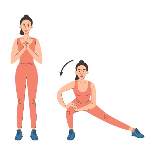 Woman doing side lunges exercise isolated Vector Image