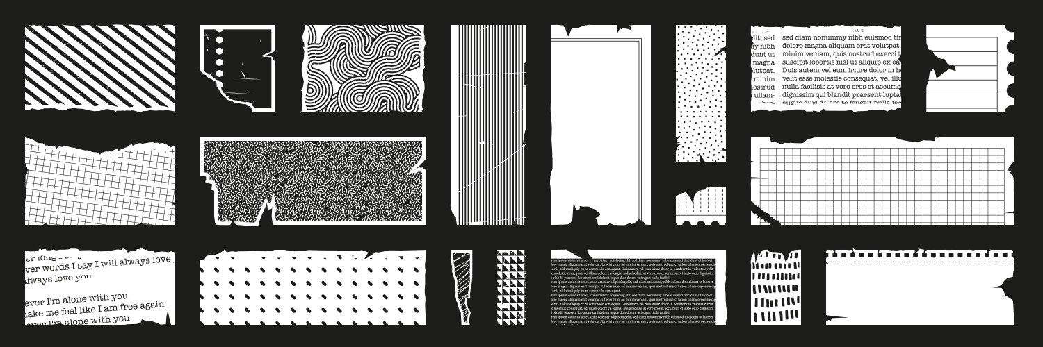 Set of grunge jagged rectangle shape black torn Vector Image