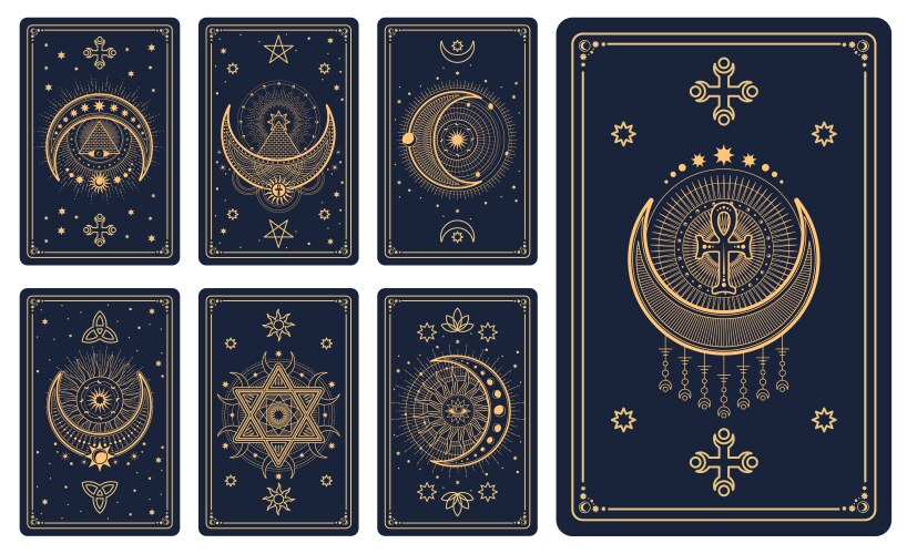Magic witchcraft cards with astrology zodiac signs
