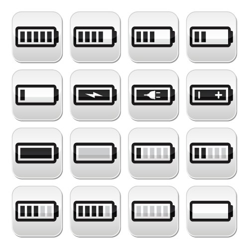 Battery charge icons set Royalty Free Vector Image