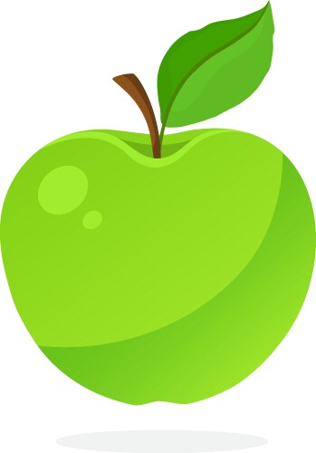 Sticker green apple with stem Royalty Free Vector Image