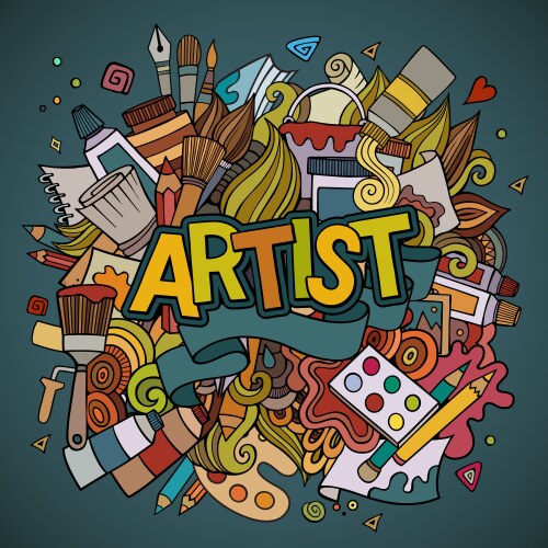 Art hand lettering and doodles elements Royalty Free Vector