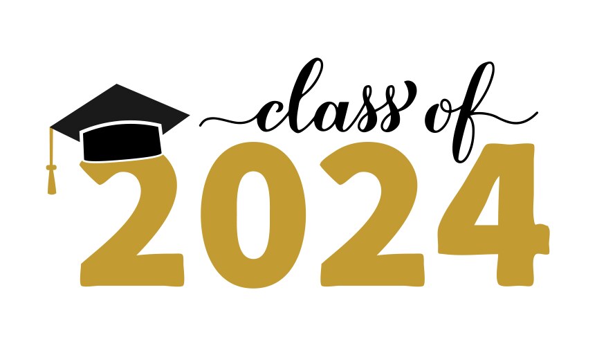 Grad of 2024 lettering with graduation cap on Vector Image