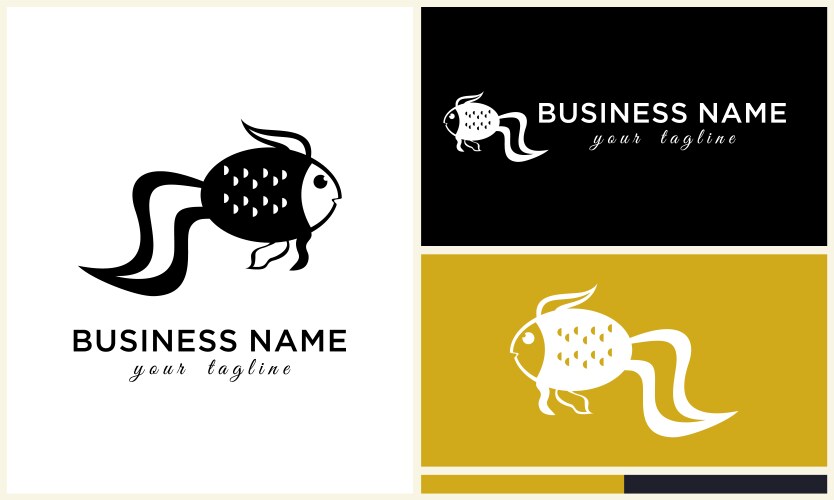 Line art fish logo template Royalty Free Vector Image