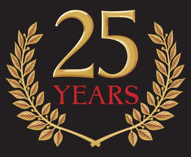 Anniversary golden laurel wreath 25 years Vector Image