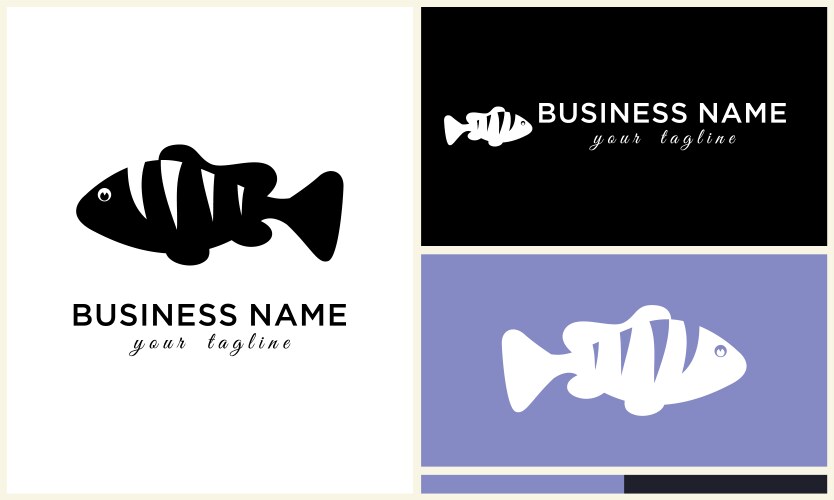 Line art fish logo template Royalty Free Vector Image