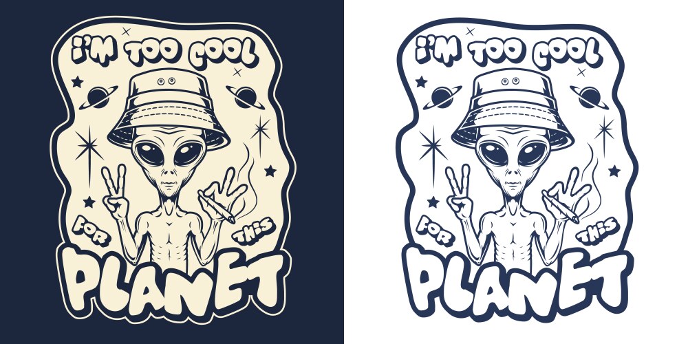 Alien portrait vintage poster monochrome Vector Image