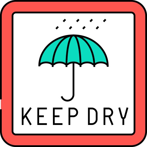 Keep dry product label warning icon doodle Vector Image