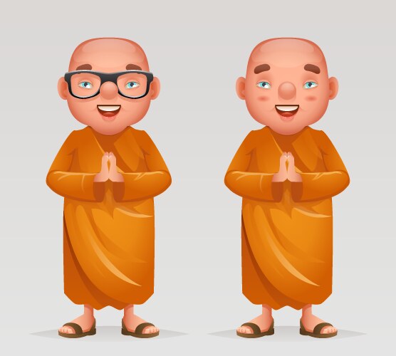 Buddhist cute monk traditional asian Royalty Free Vector