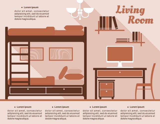 Infographic layout interior with room furniture Vector Image
