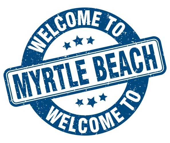 Welcome to myrtle beach stamp round Royalty Free Vector