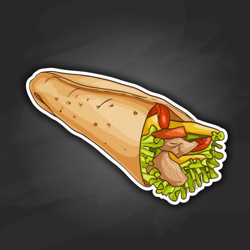 Taco color picture sticker Royalty Free Vector Image