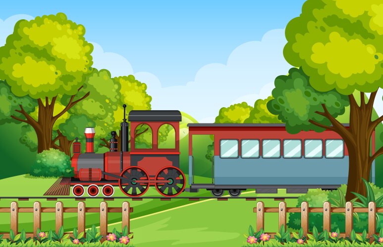 Train riding on the track Royalty Free Vector Image
