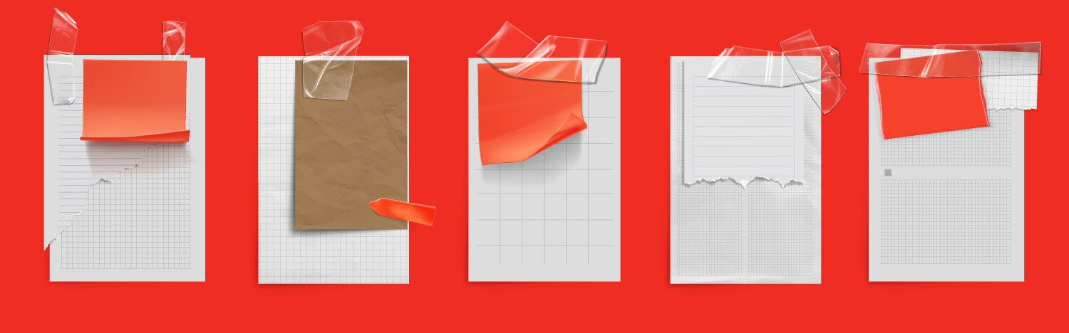 Blank memo note paper glued with adhesive tape Vector Image