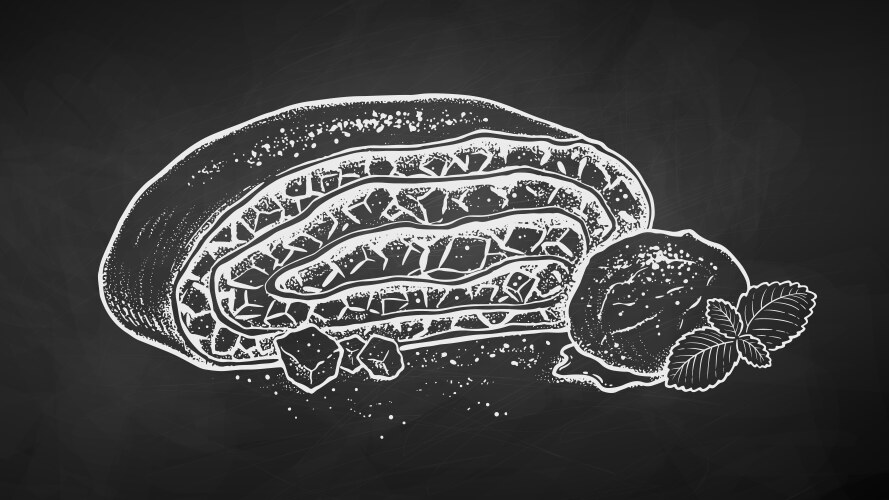 Vintage bakery poster with pastry freehand drawing