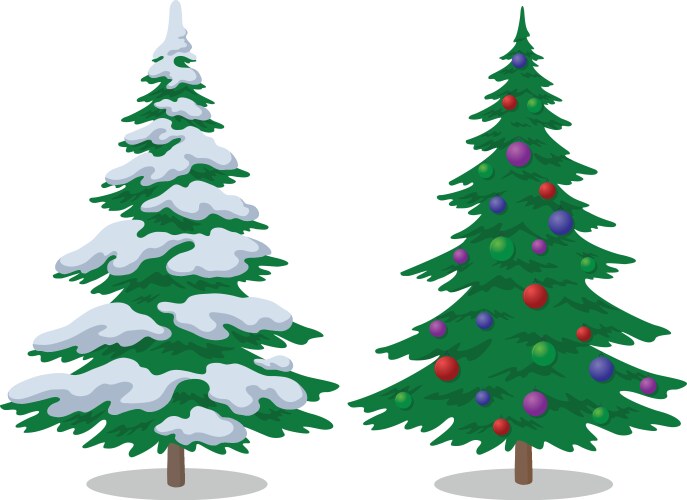 Cartoon christmas tree with decorations isolated Vector Image