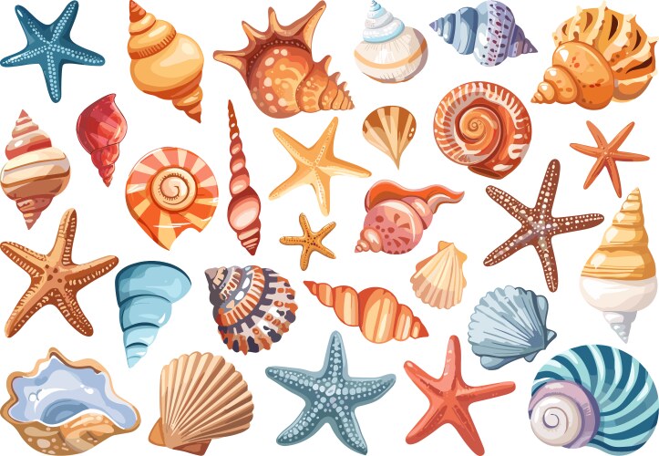 Fresh modern gradient sea shells and pearl Vector Image