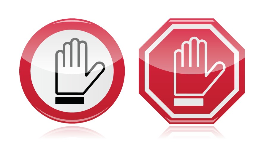 Emergency stop button red warning press Royalty Free Vector