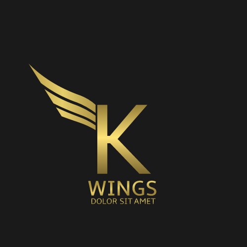 K Wings Logo Letter K With Wings Logo Label Emblem Sign Stamp. Vector