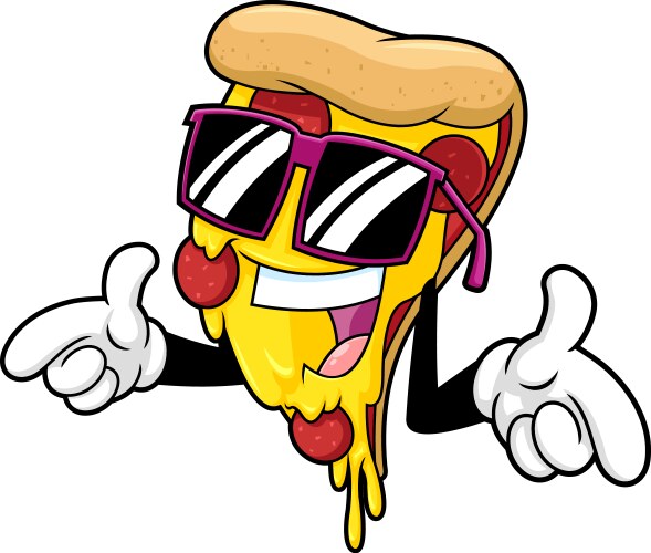 Funny pizza slice cartoon characters Royalty Free Vector