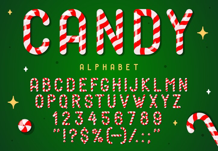 Christmas candy cane font Royalty Free Vector Image