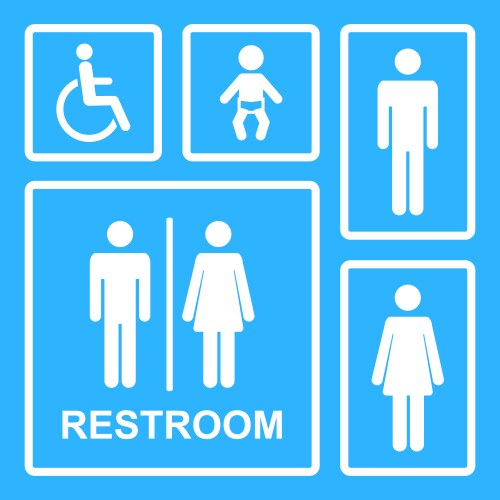 Washroom sign restrooms identification green Vector Image