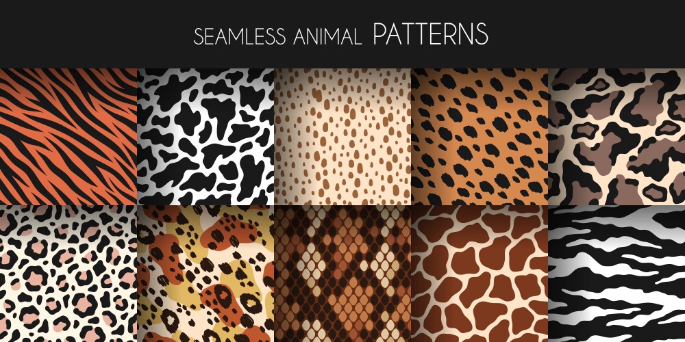 Seamless animal skin patterns set safari textile Vector Image