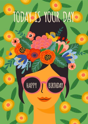 Happy birthday cute lady Royalty Free Vector Image