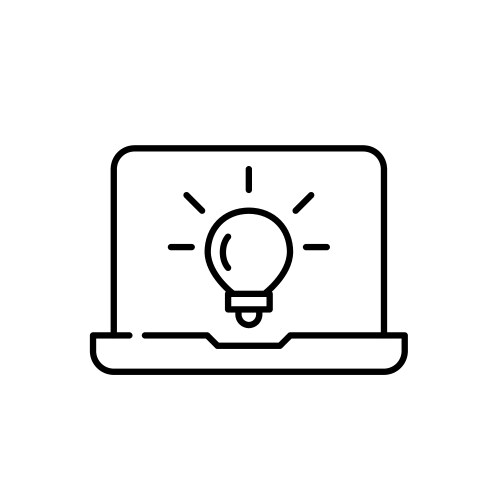 Light bulb on laptop tech-driven innovation Vector Image