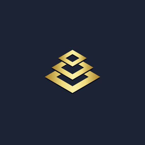 Polygon line circle gold logo Royalty Free Vector Image