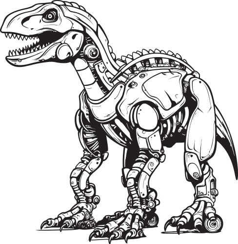 Techno dino badge black logo icon design for tech Vector Image