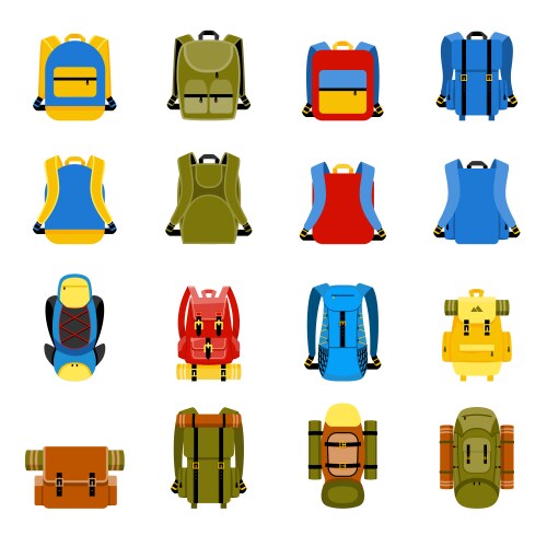 Backpack camp set cartoon Royalty Free Vector Image
