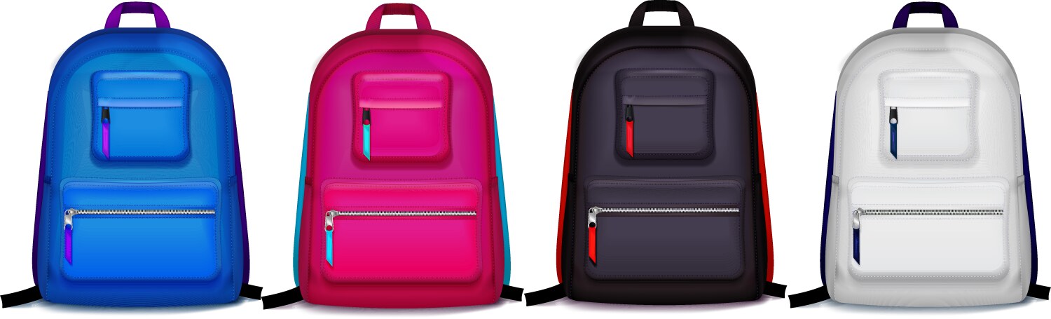 Backpacks border with notebooks and ready Vector Image