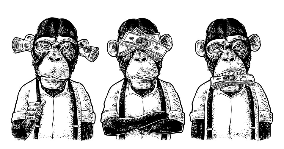 Three monkeys emoticons Royalty Free Vector Image
