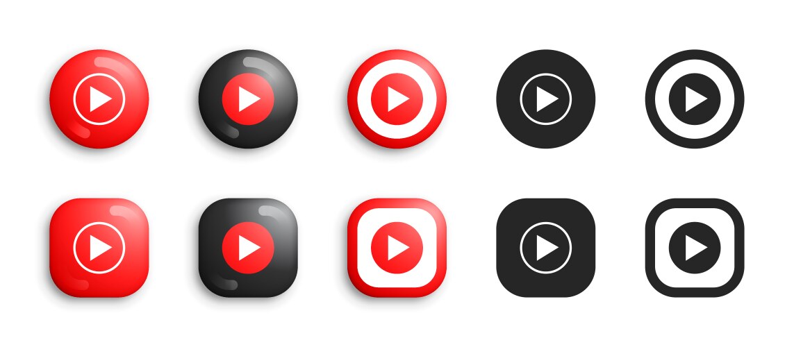 Youtube logo icons video hosting Royalty Free Vector Image