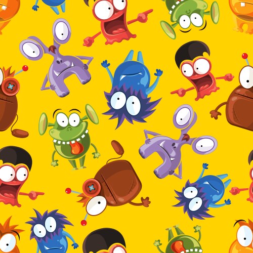 Cartoon monsters seamless Royalty Free Vector Image