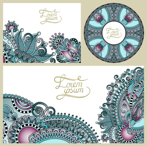 Set of floral decorative background template frame
