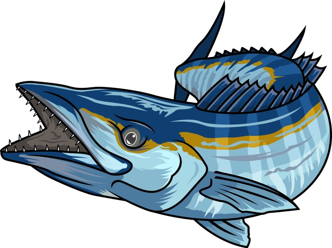 Wahoo fishing logo image t shi Royalty Free Vector Image
