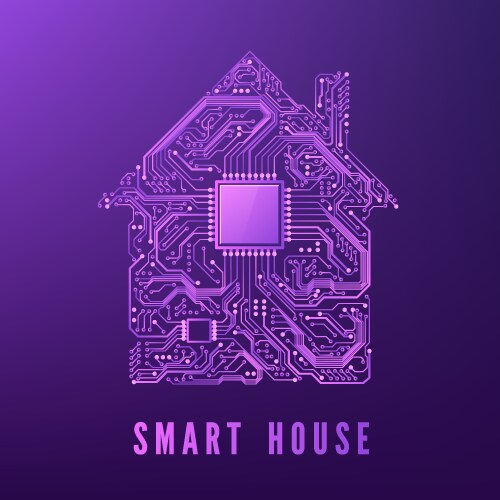 Smart home or iot concept blue circuit house Vector Image Smart home or iot concept blue circuit house Vector Image