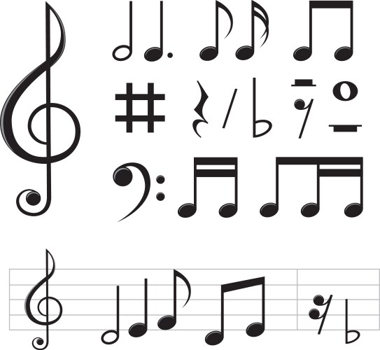 Music Notes Symbols Black and White Vector Images (over 38,000)