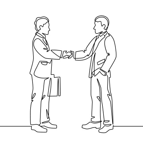 Business deal concept one line drawing young Vector Image