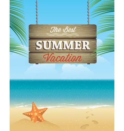 Summer vacation greeting card design Royalty Free Vector