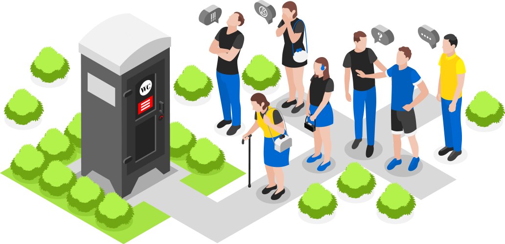 Queue isometric composition Royalty Free Vector Image Queue isometric composition Royalty Free Vector Image