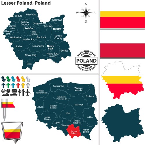 Detailed map of the poland Royalty Free Vector Image