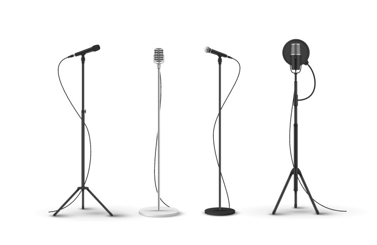 Realistic professional microphones studio mic Vector Image