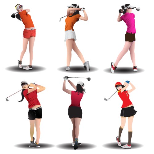 Female Golfers Vector Images (over 1,300)