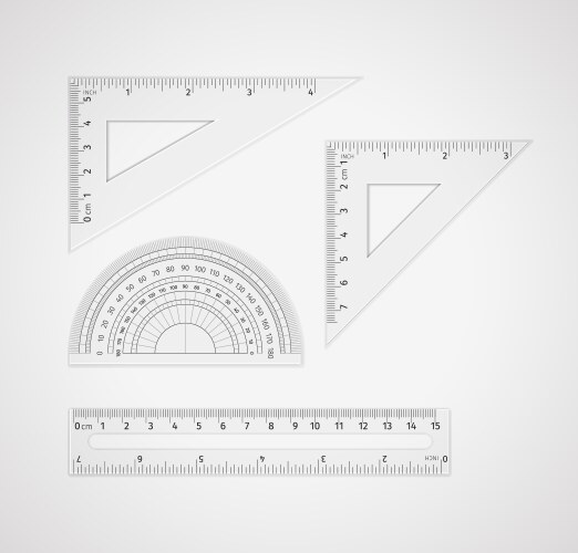 Set measuring tools rulers triangles Royalty Free Vector