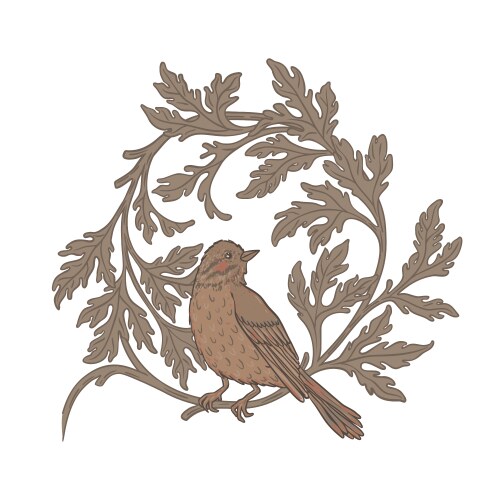Vintage bird nature elements arts Royalty Free Vector Image