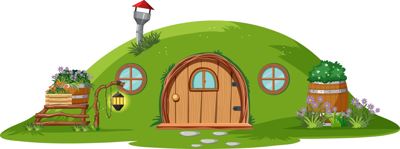 Hobbit house isolated on white background Vector Image